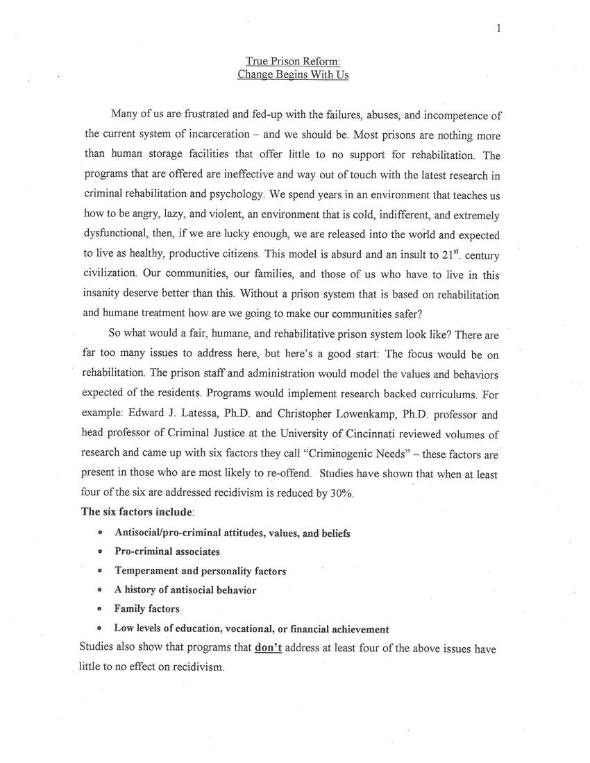 Essays On Correctional System